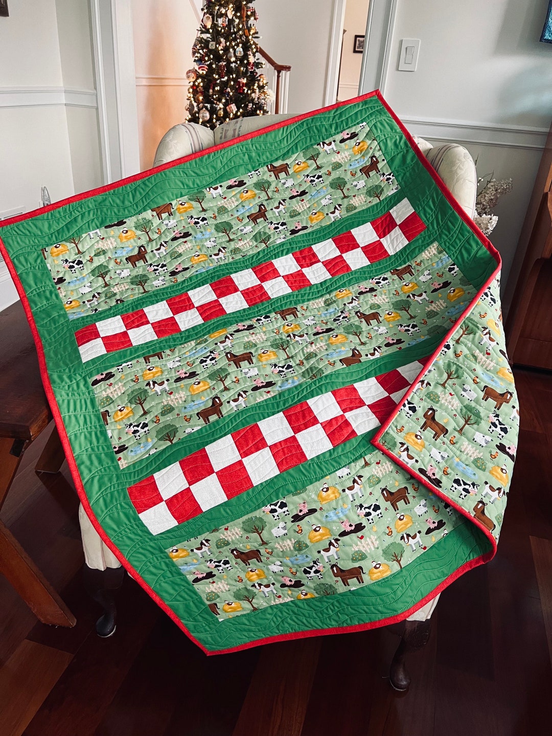 Handmade Farm Animal Baby Quilt, Old Macdonald Had A Farm, Handmade ...