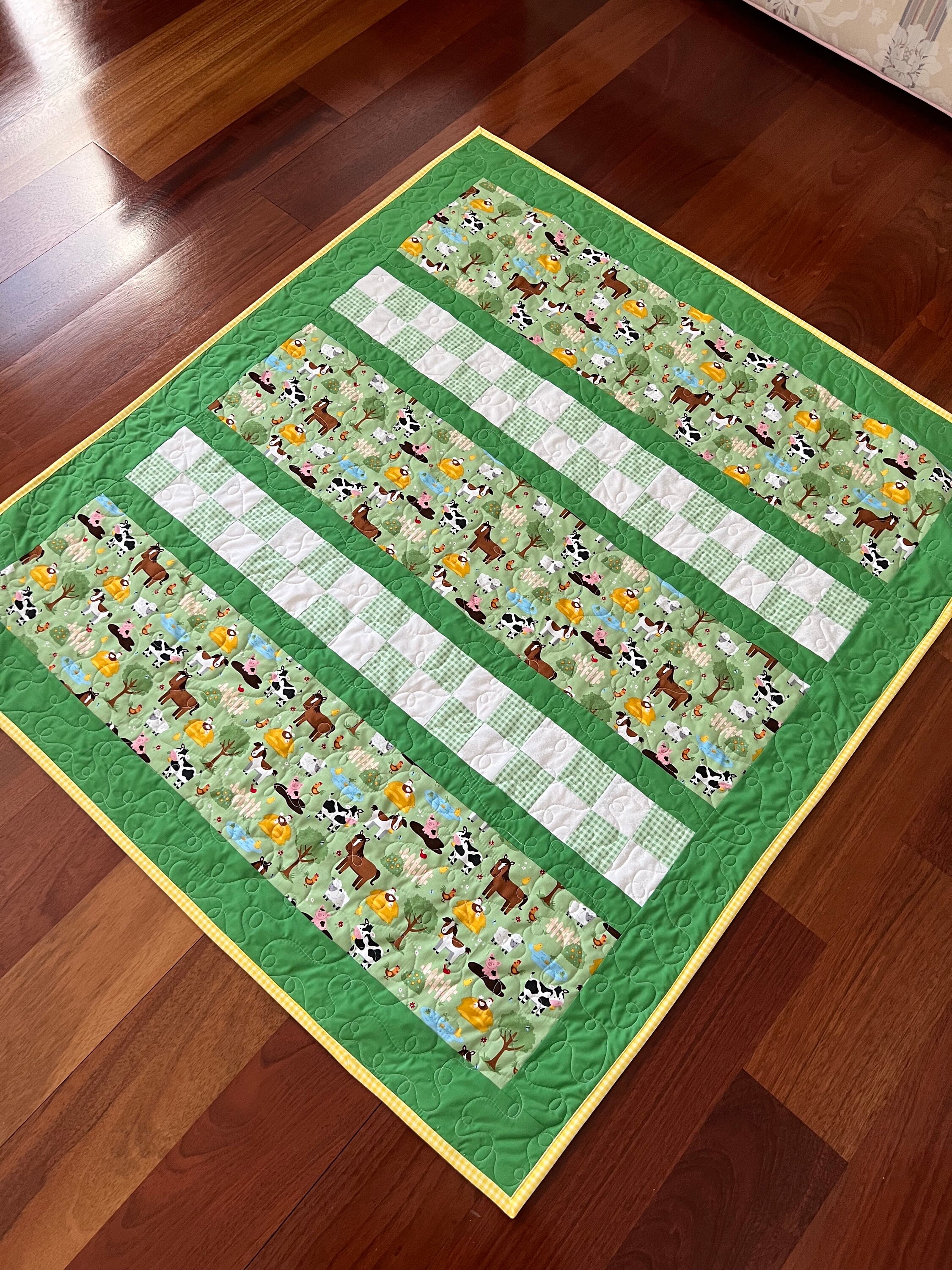 Handmade Farm Animal Baby Quilt, Old Macdonald Had A Farm, Handmade ...