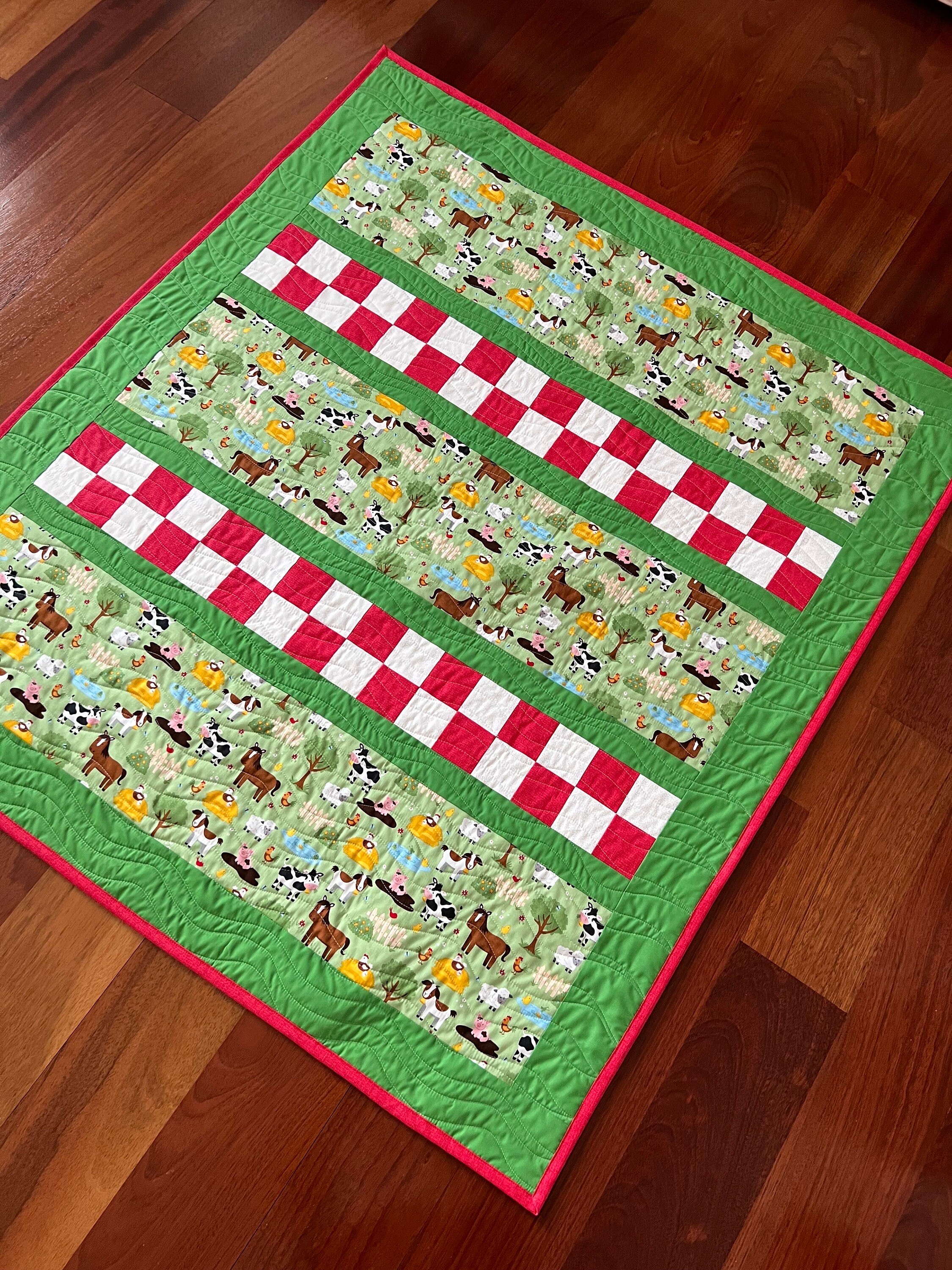 Handmade Farm Animal Baby Quilt, Old Macdonald Had A Farm, Handmade ...