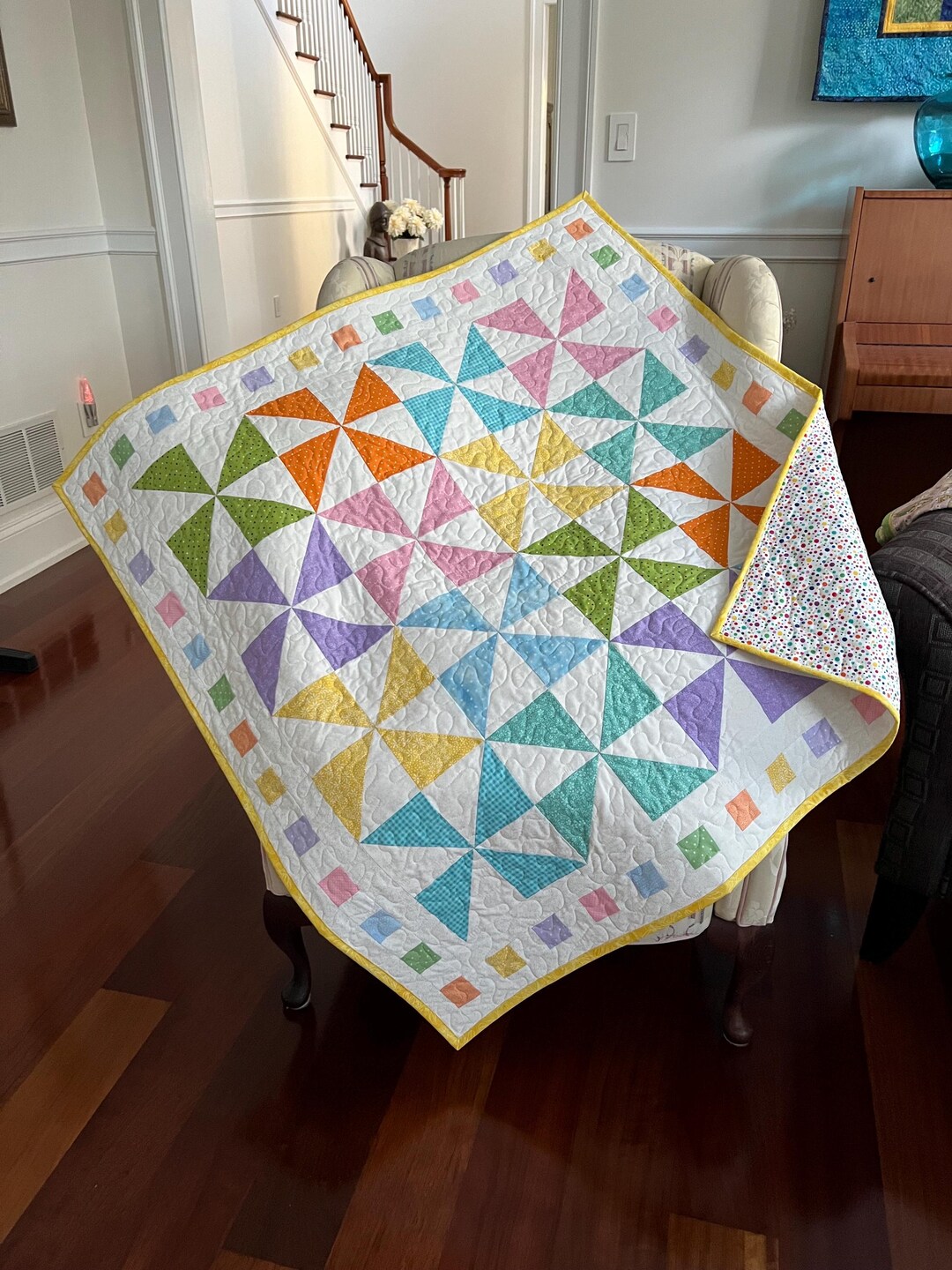 Baby Pinwheel Quilt, Handmade Baby Quilt, Baby Girl or Baby Boy Quilt ...