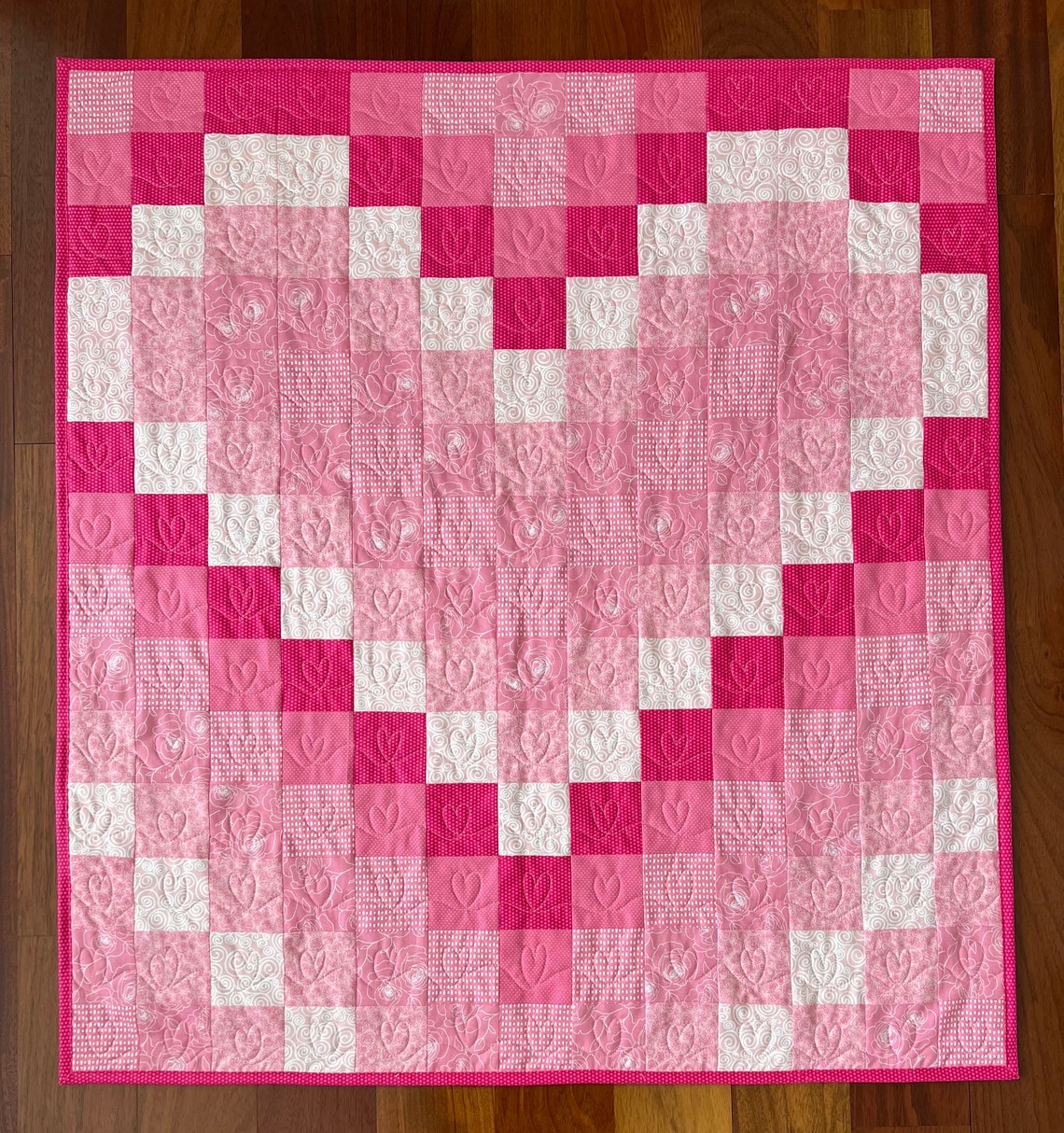 Baby Heart Quilt, Handmade Baby Quilt, Girl Quilt, Modern Colorful ...
