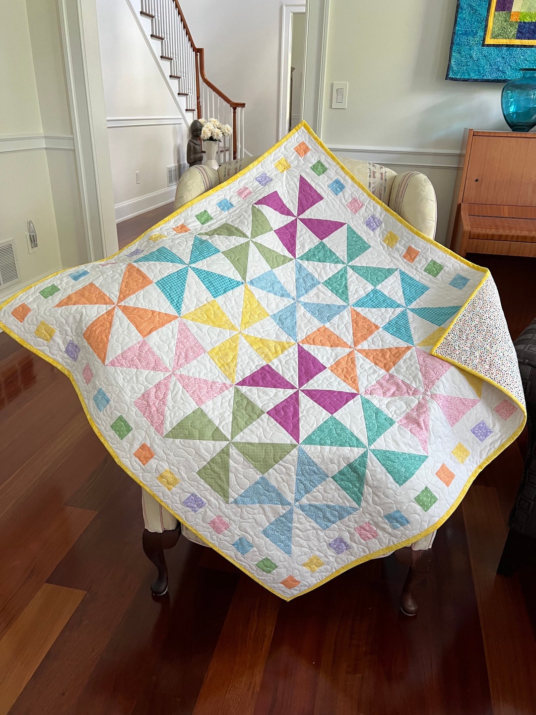 Baby Pinwheel Quilt, Handmade Baby Quilt, Baby Girl or Baby Boy Quilt ...