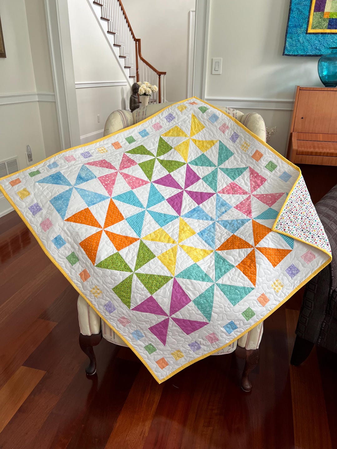 Baby Pinwheel Quilt, Handmade Baby Quilt, Baby Girl or Baby Boy Quilt ...