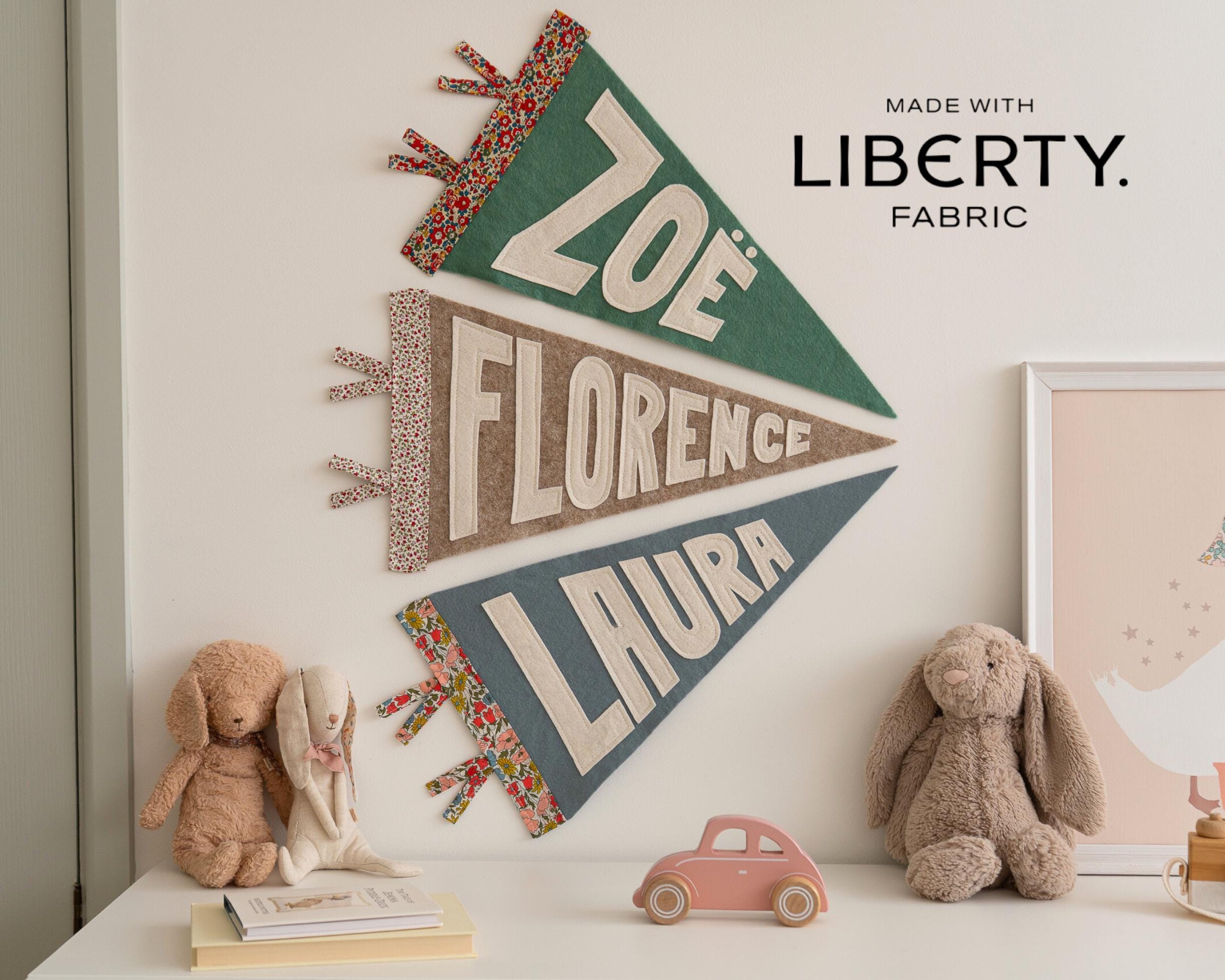 Personalised Liberty London Name Pennant | Custom Name Flag Name Banner ...
