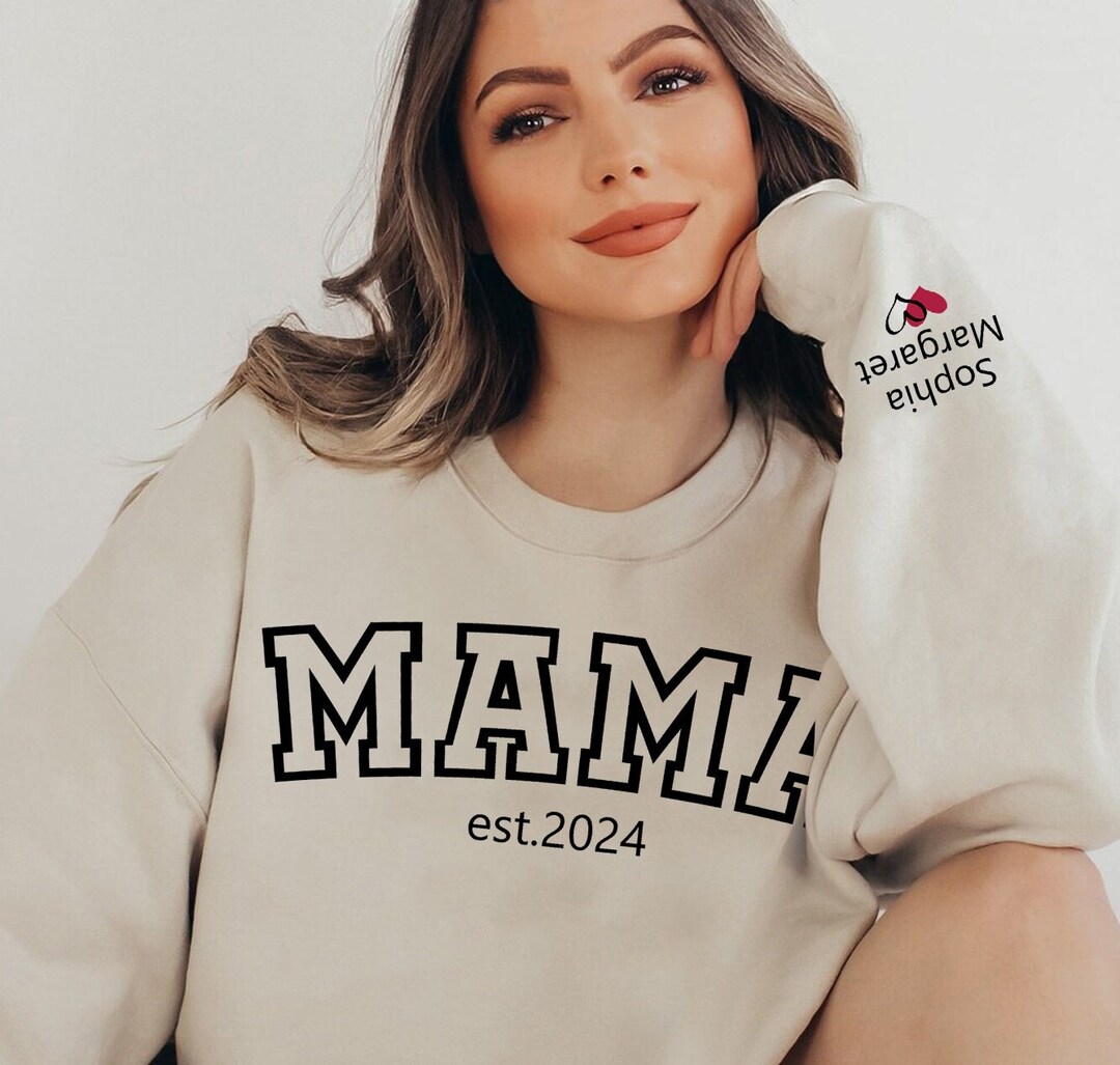 Custom Date Mom Sweatshirt With Kids Names, Mama Est Sweatshirt ...