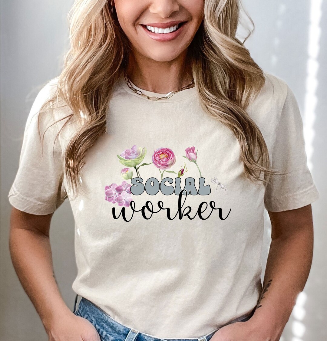 Floral Social Worker T-shirt, Flower Social Work Outfit, School Social ...