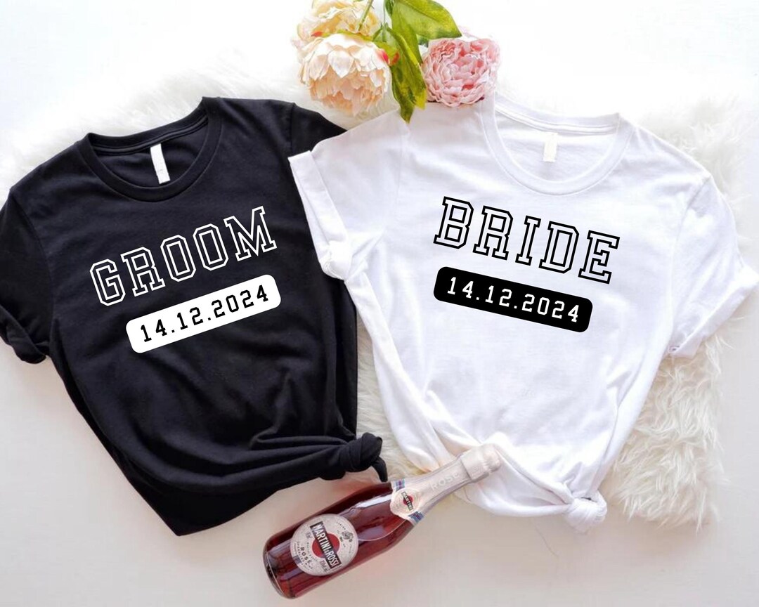 Custom Date Bride and Groom Shirts, Married Couple Mr Mrs T-shirt ...