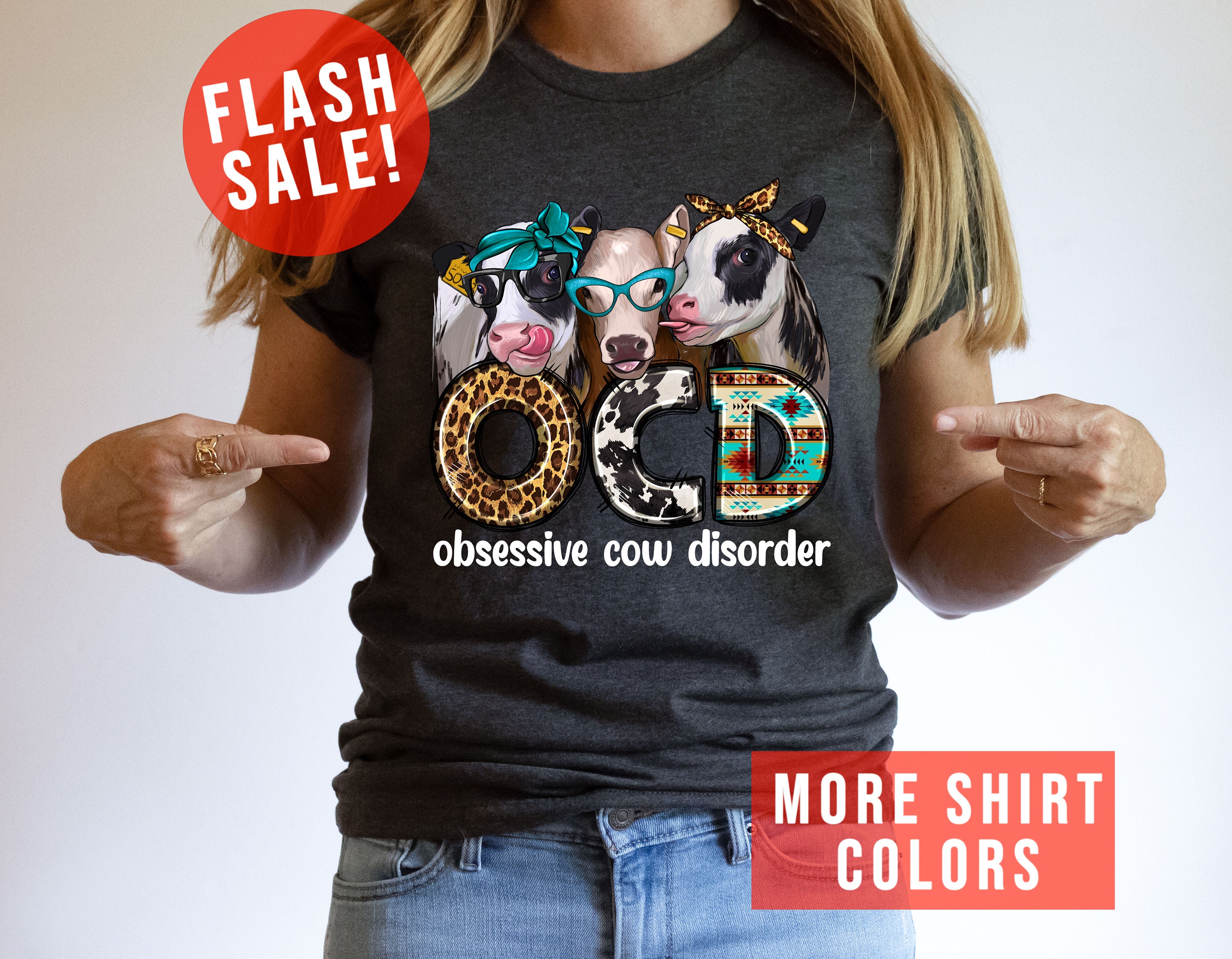 Obsessive Cow Disorder Cute Animal Lovers Sweatshirt, Patterned ...