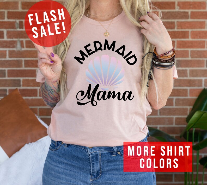 Mermaid Mama Seashell Birthday Party Cute Women T-shirt - Etsy