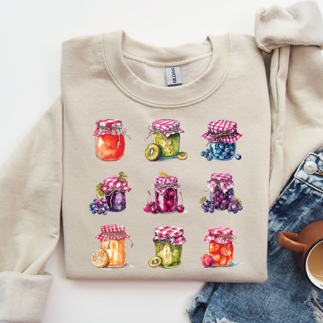 Canned Jam Jar Sweatshirt, Canning Season Shirt, Cute Jam Swaeter,cute ...