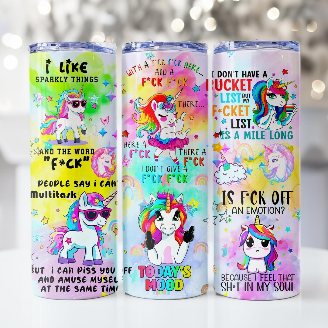 Sarcastic Unicorn Tumbler Wrap PNG, Funny Adult Humor 20oz Skinny ...