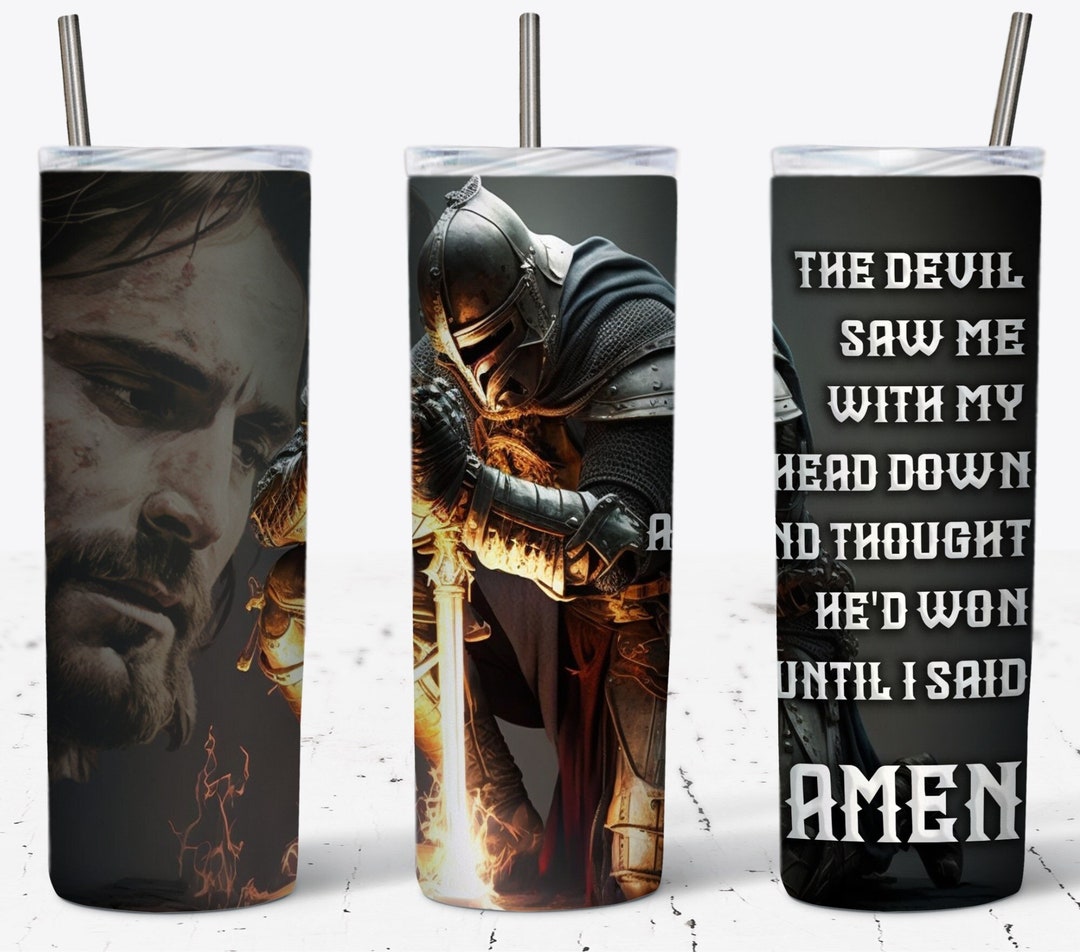 Jesus Knight Design for 20oz Skinny Tumbler Sublimation, Jesus Tumbler ...