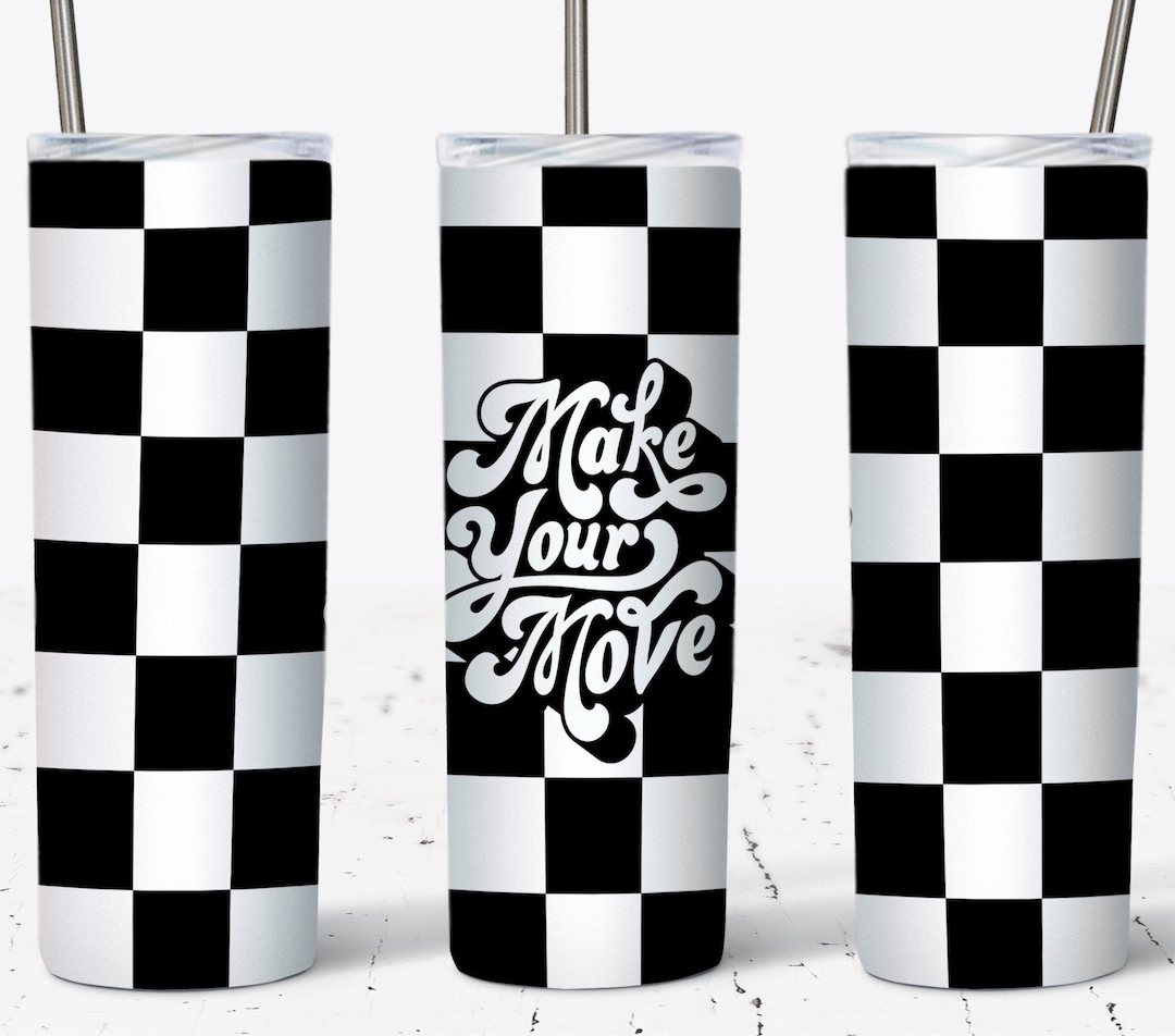 Chess Tumbler Wrap, Chess Tumbler PNG, Black and White, Board Game ...