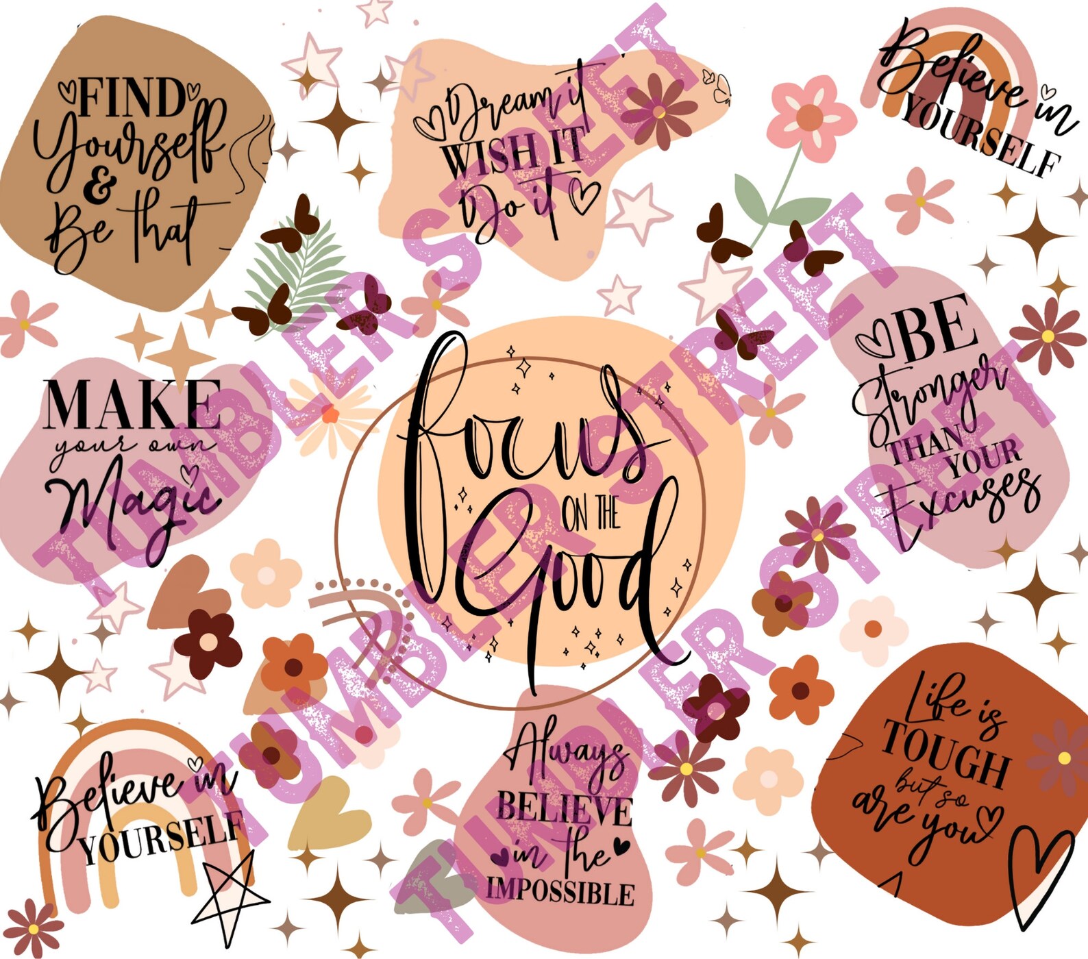 Daily Reminders Tumbler Wrap, 20oz Skinny Tumbler PNG, Positive Daily ...