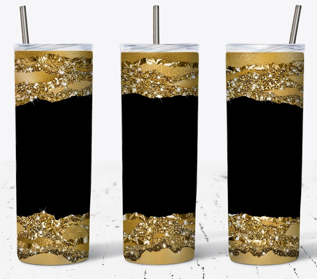 Black Gold Tumbler Wrap, Gold Torn Paper PNG 20 OZ Skinny Tumbler ...