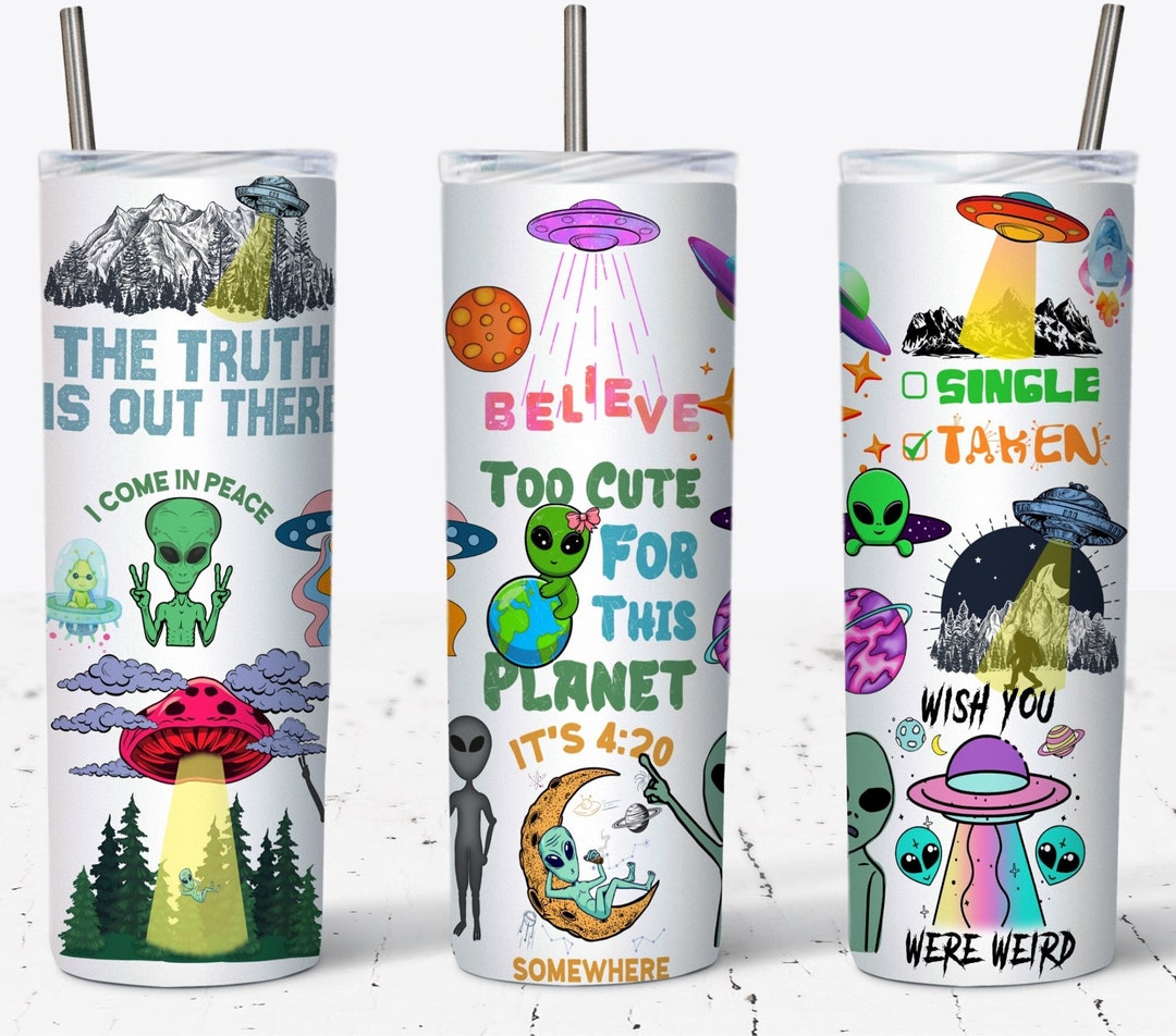 UFO Tumbler Wrap, Fun Tumbler Wrap, Extraterrestrial Tumbler PNG, 20 OZ ...