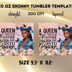 Black Queen Power, Black Girl Tumbler Wrap, Faith Tumbler Quote ...