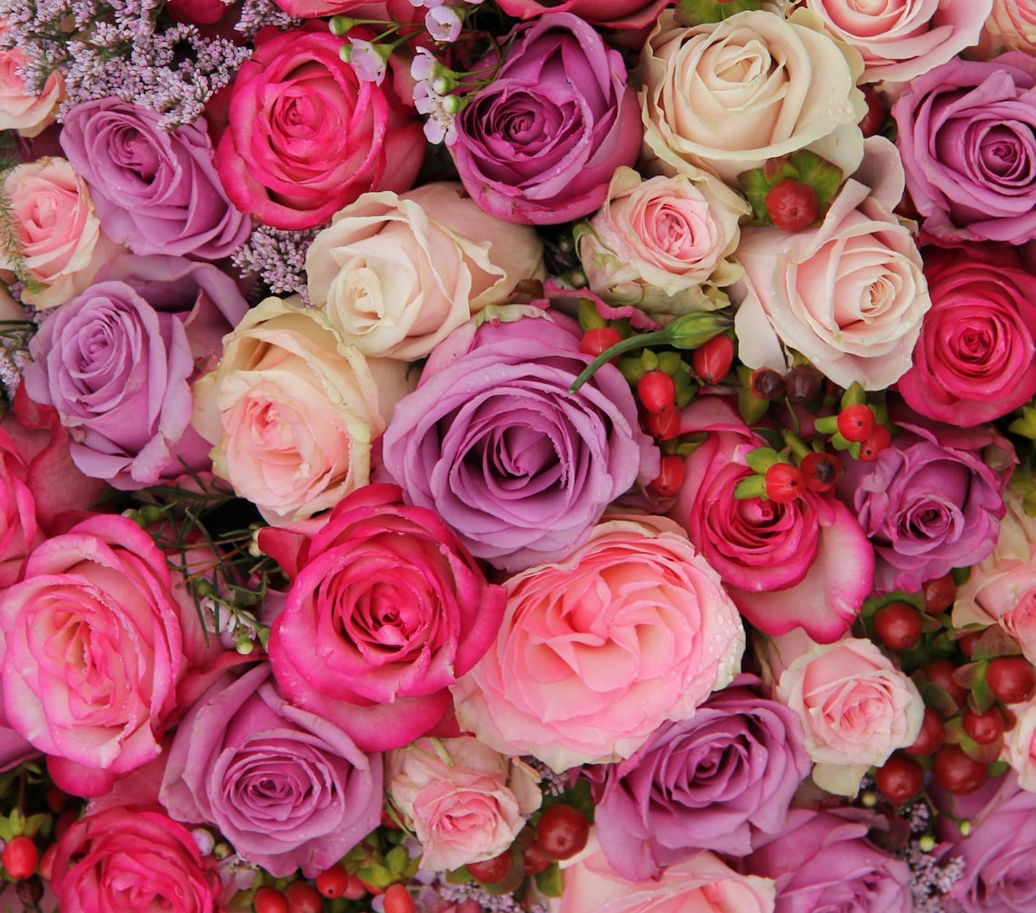 Vintage Pink and Purple Roses Flowers 20 OZ Skinny Tumbler - Etsy