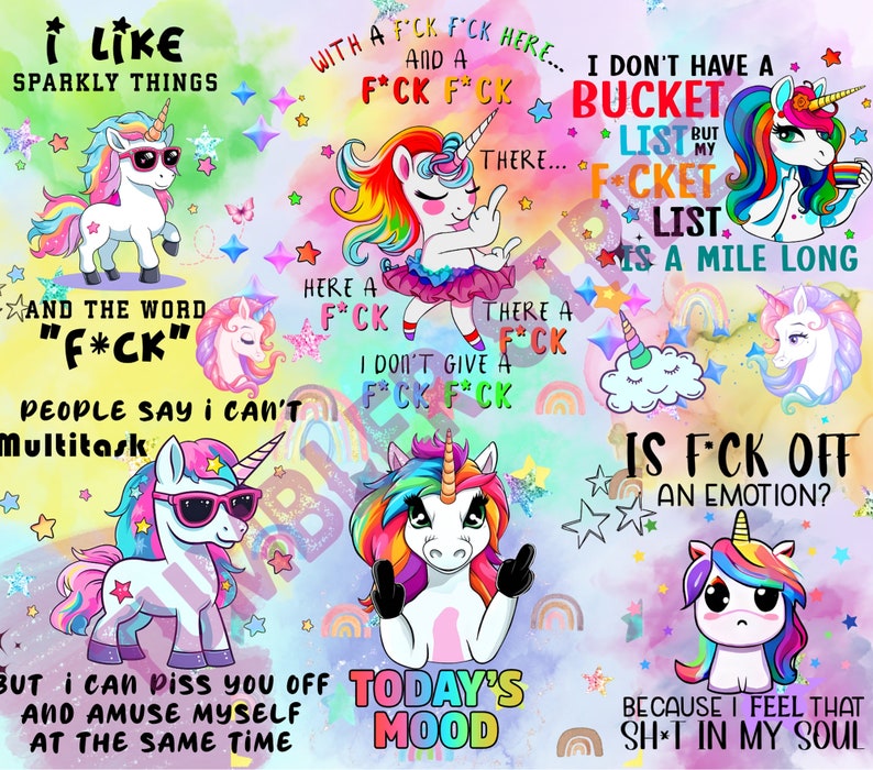 Sarcastic Unicorn Tumbler Wrap PNG, Funny Adult Humor 20oz Skinny ...