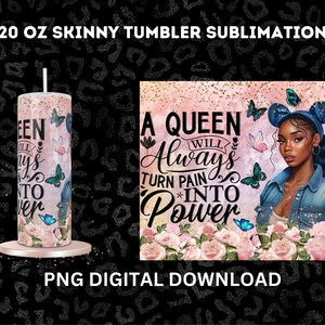 Black Queen Power, Black Girl Tumbler Wrap, Faith Tumbler Quote ...