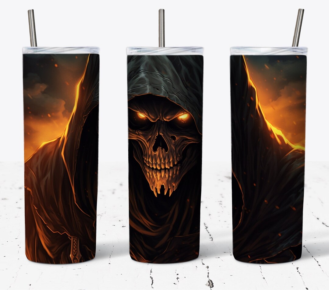 Grim Reaper Tumbler Wrap, Halloween Tumbler Wrap, Skeleton Grim Reaper ...
