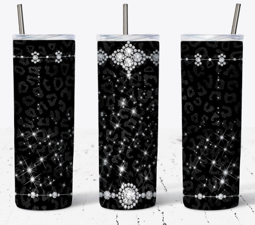 Classy Silver and Black Diamond Glitter 20 OZ Skinny Tumbler Design ...