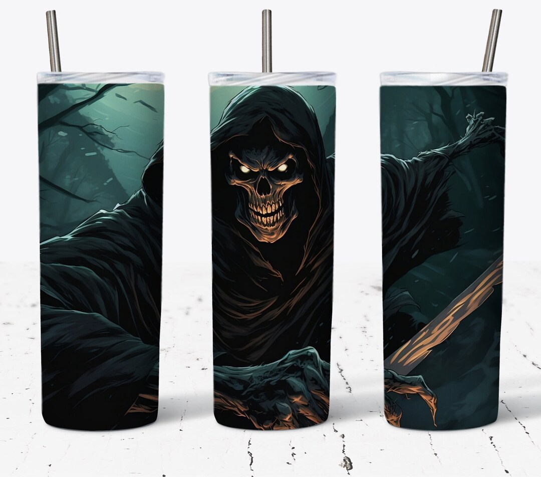 Grim Reaper Tumbler Wrap, Halloween Tumbler Wrap, Skeleton Grim Reaper ...