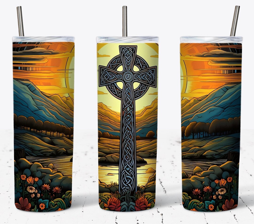 Celtic Tumbler Wrap, Celtic Cross PNG, 20 OZ Tumbler Wrap Sublimation ...