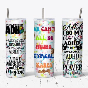 ADHD Tumbler Wrap, Embrace Neurodiversity Png, 20oz Skinny Tumbler ...