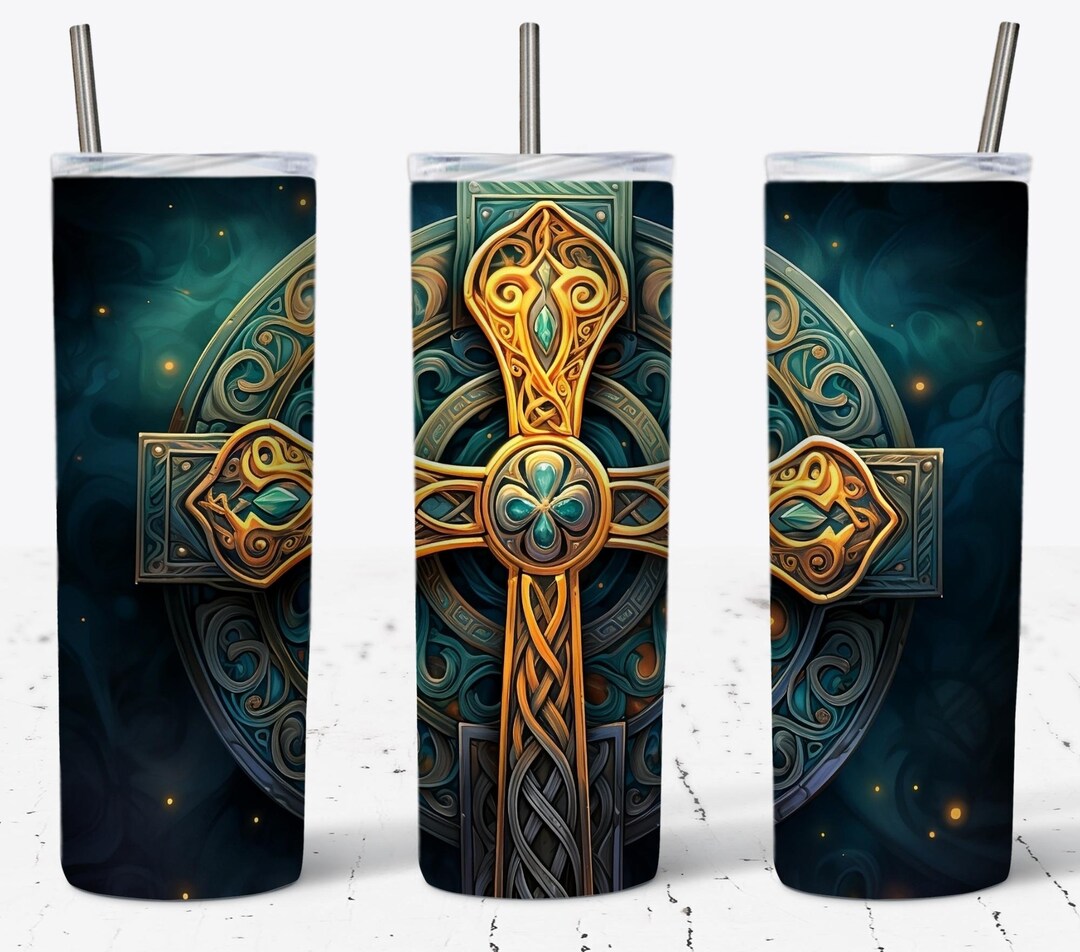 Celtic Tumbler Wrap, Celtic Cross PNG, 20 OZ Tumbler Wrap Sublimation ...