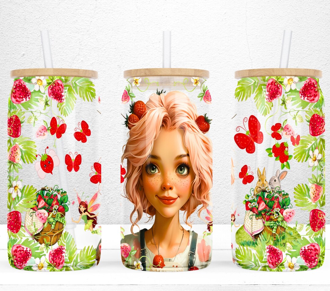 16 Oz Libbey Glass Can UVDTF Wrap Design, Cute Cartoon Character, 16oz ...