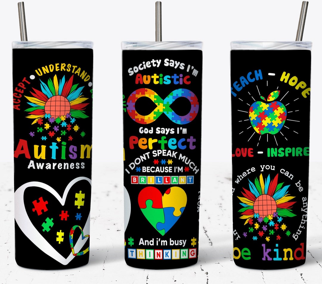 Autism Tumbler Wrap, Embrace Neurodiversity Tumbler Wrap, 20oz Skinny ...