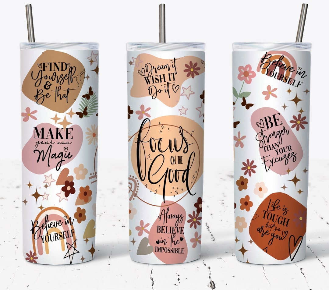 Daily Reminders Tumbler Wrap, 20oz Skinny Tumbler PNG, Positive Daily ...