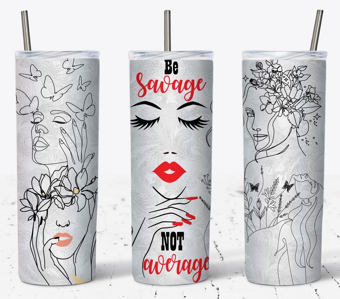 Motivational Woman Saying Face Line Art 20 OZ Skinny Tumbler - Etsy