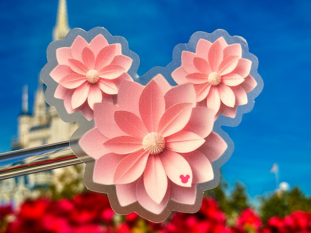 Pink Flower Mickey Mouse Sticker: Waterproof Vinyl Decal - Etsy