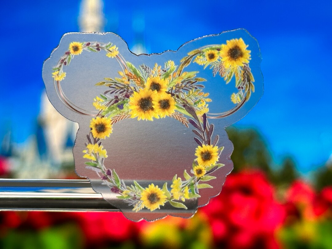 Sunflower Mickey Wreath Laptop Sticker Mickey Ears Planner Sticker ...