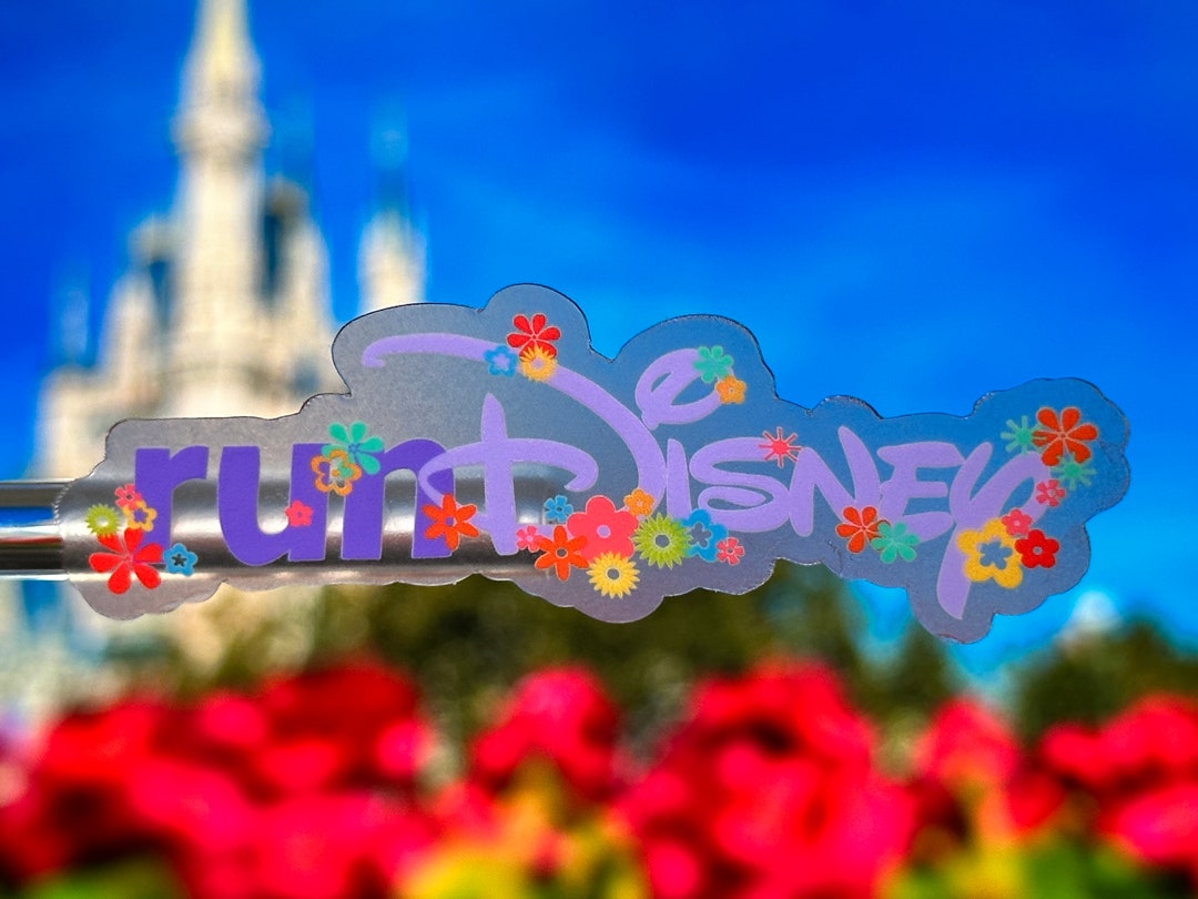 Run Disney Floral Laptop Sticker | Rundisney Journal Sticker | Disney ...