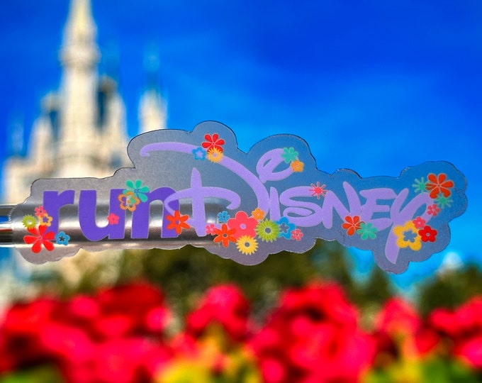 Run Disney Floral Laptop Sticker | Rundisney Journal Sticker | Disney ...
