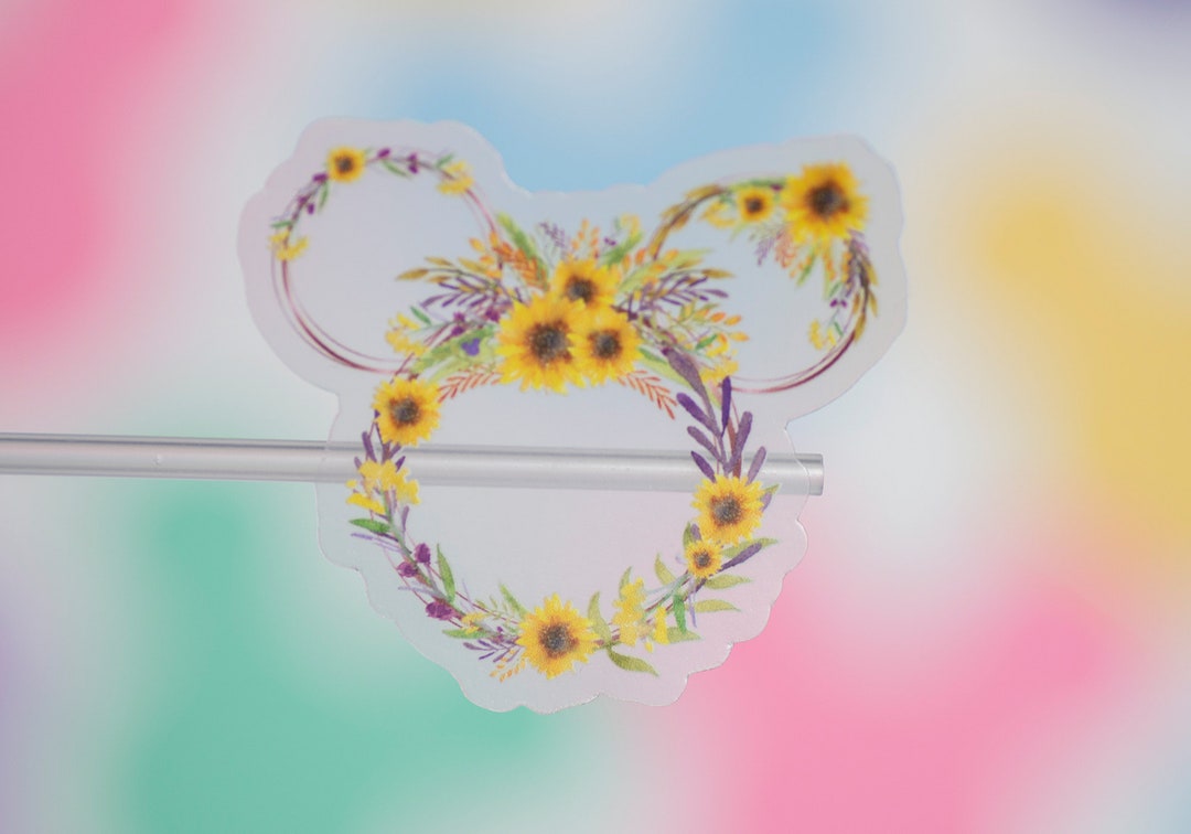 Sunflower Mickey Wreath Laptop Sticker Disney Mickey Planner - Etsy