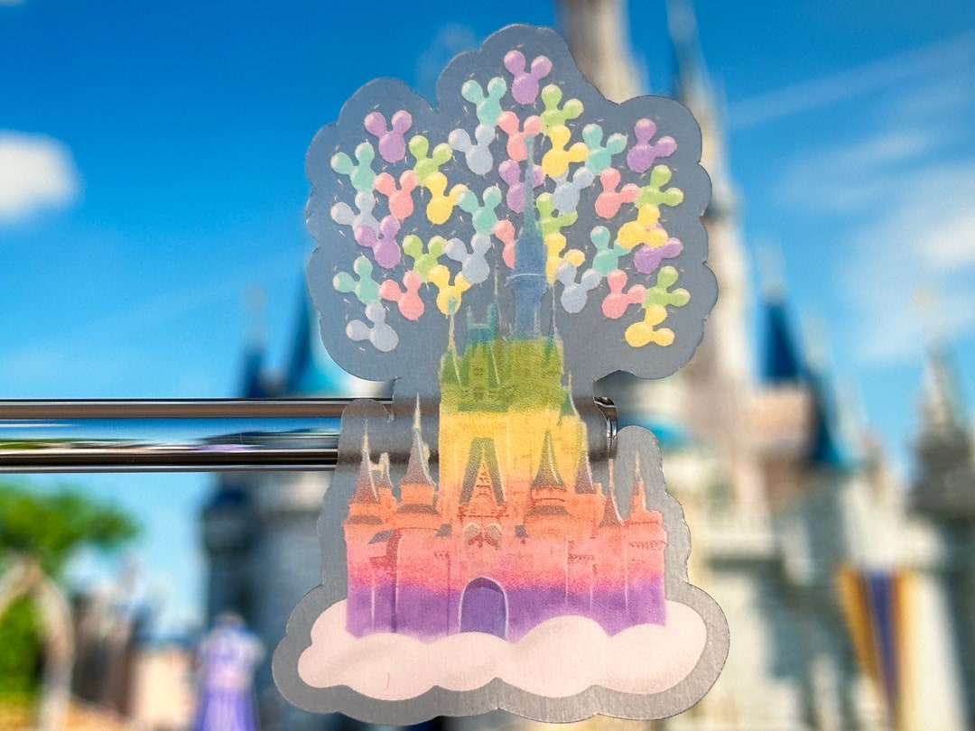 Watercolor Disney Castle Sticker Cinderella Castle Mickey Balloon ...