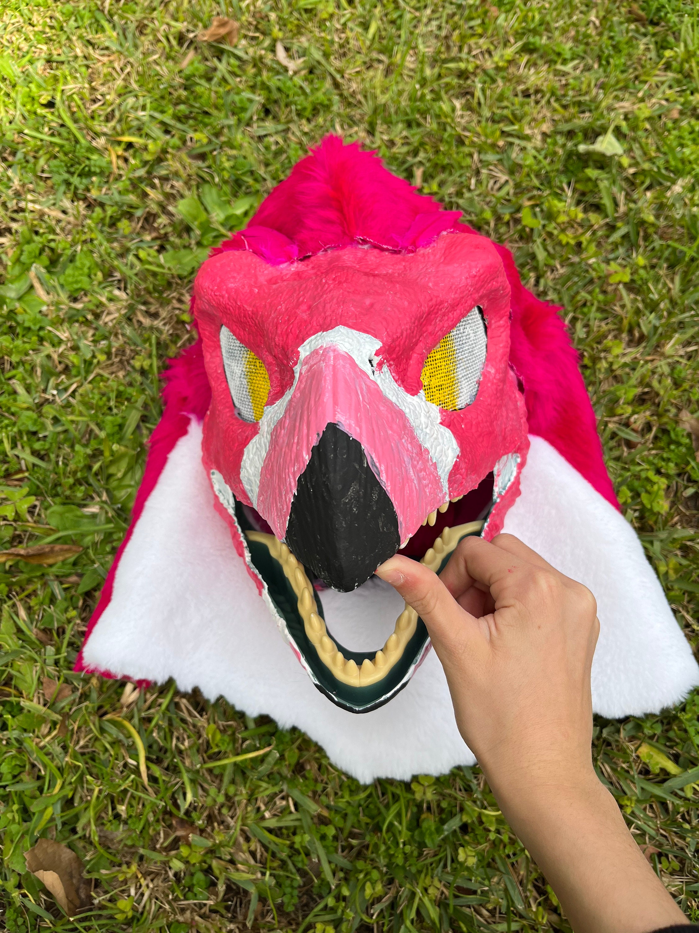 Dino Mask Premade - Flamingo Themed - MQ - Etsy