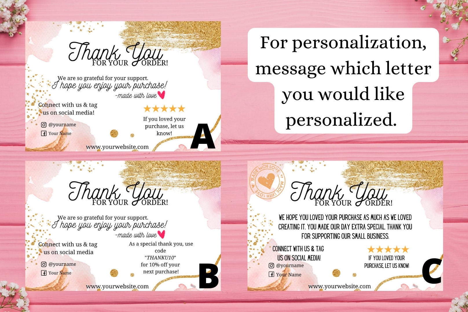 Small Business Thank You Cards Template, Package Inserts, Thank You for ...