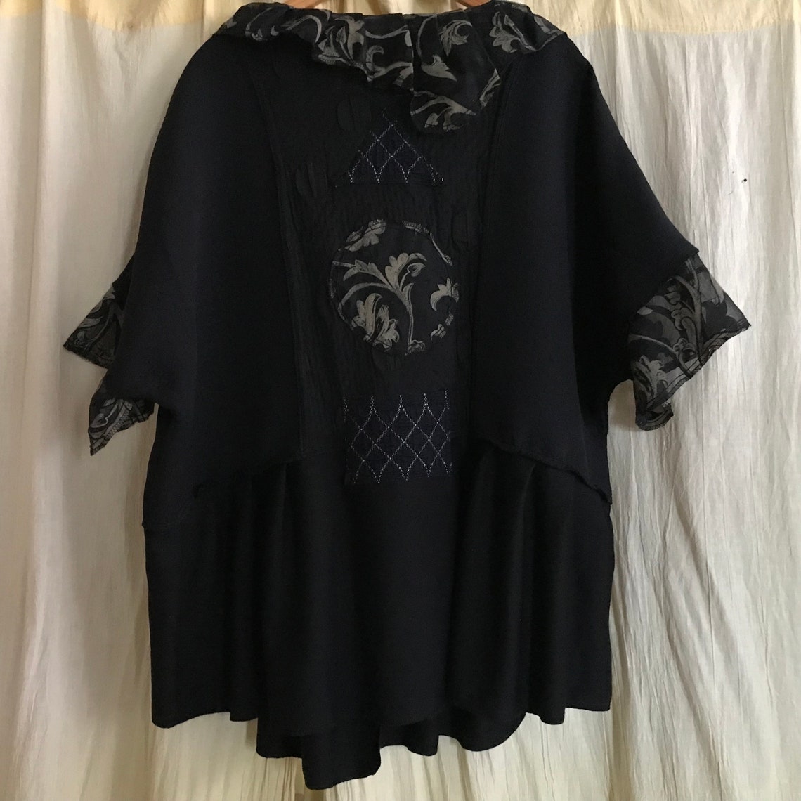 3 Button Black Ivory Fancy Knit Duster - Etsy