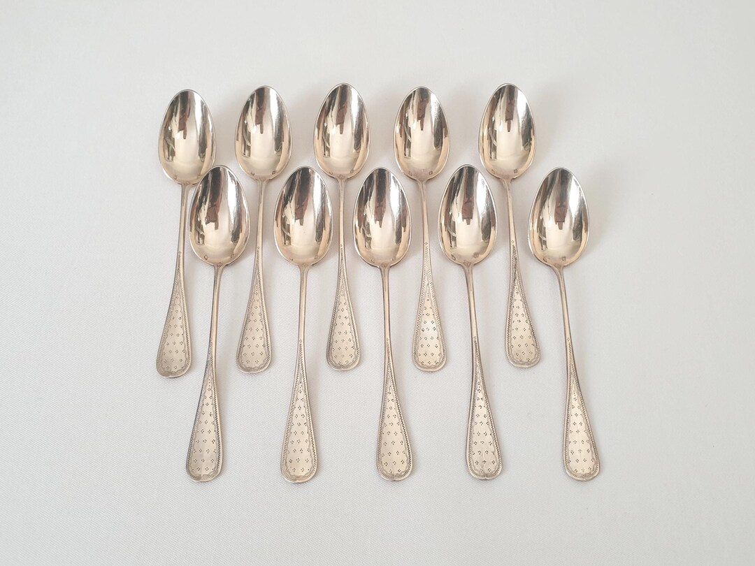 10 Silver and Gold Vermeil Coffee Spoons or Teaspoons in Louis XVI ...