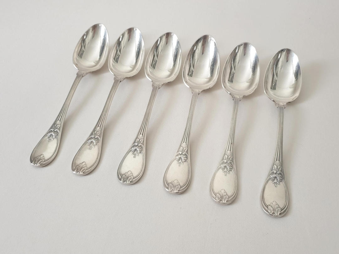 6 Christofle Silver Plated Table Spoons 'trianon' Model - French ...