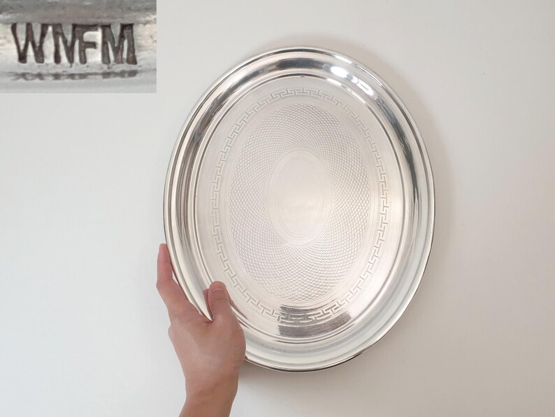 Antique WMF Large Silver Plated Oval Platter or Serving Tray With Greek ...