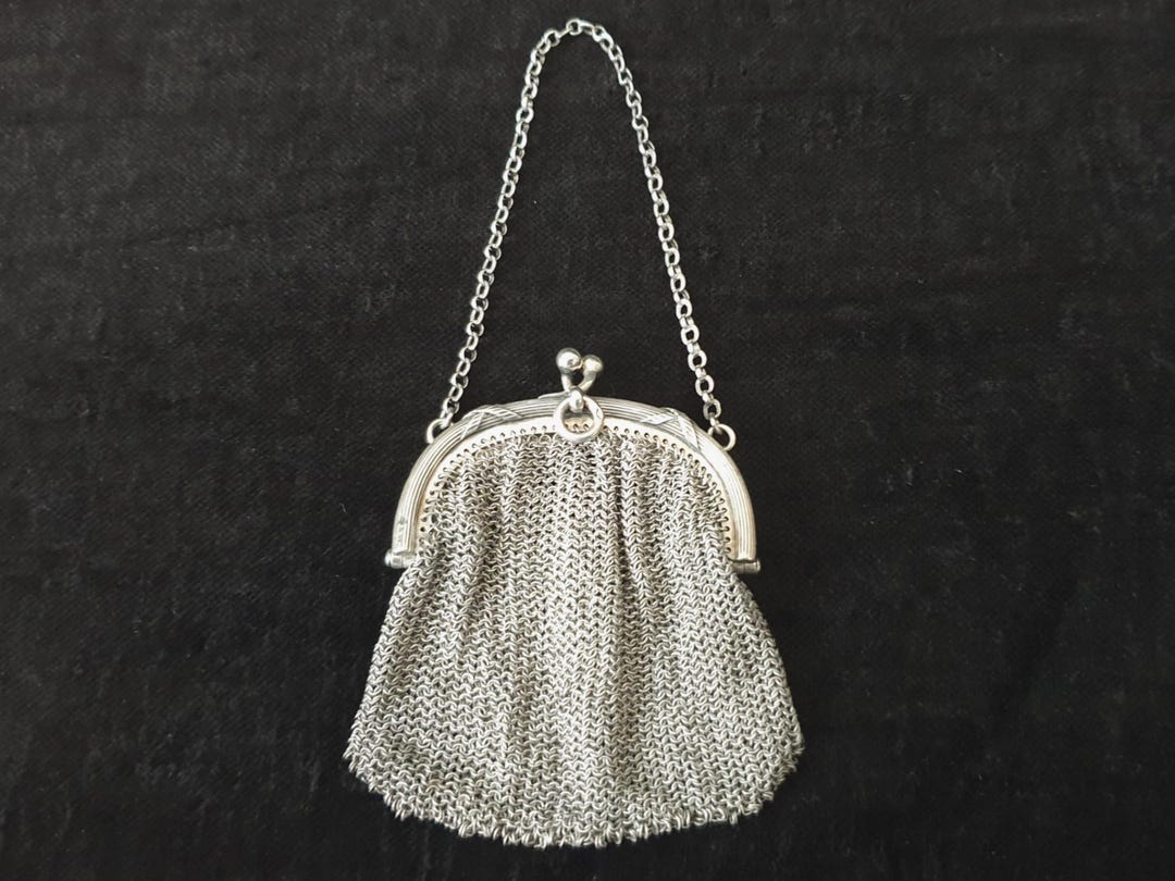 Vintage Silver Coin Purse With Small Chain and Two Compartments ...