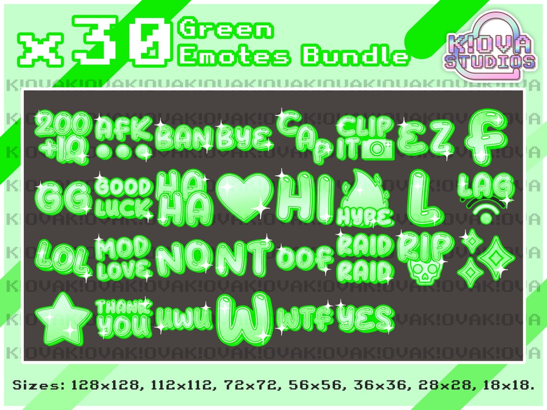 X30 Green Emotes Bundle for Twitch and Discord | Sparkle, Cute ...
