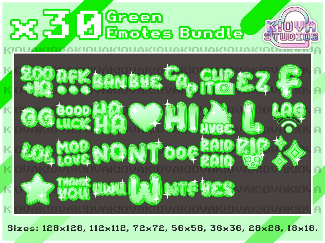 X30 Green Emotes Bundle for Twitch and Discord | Sparkle, Cute ...