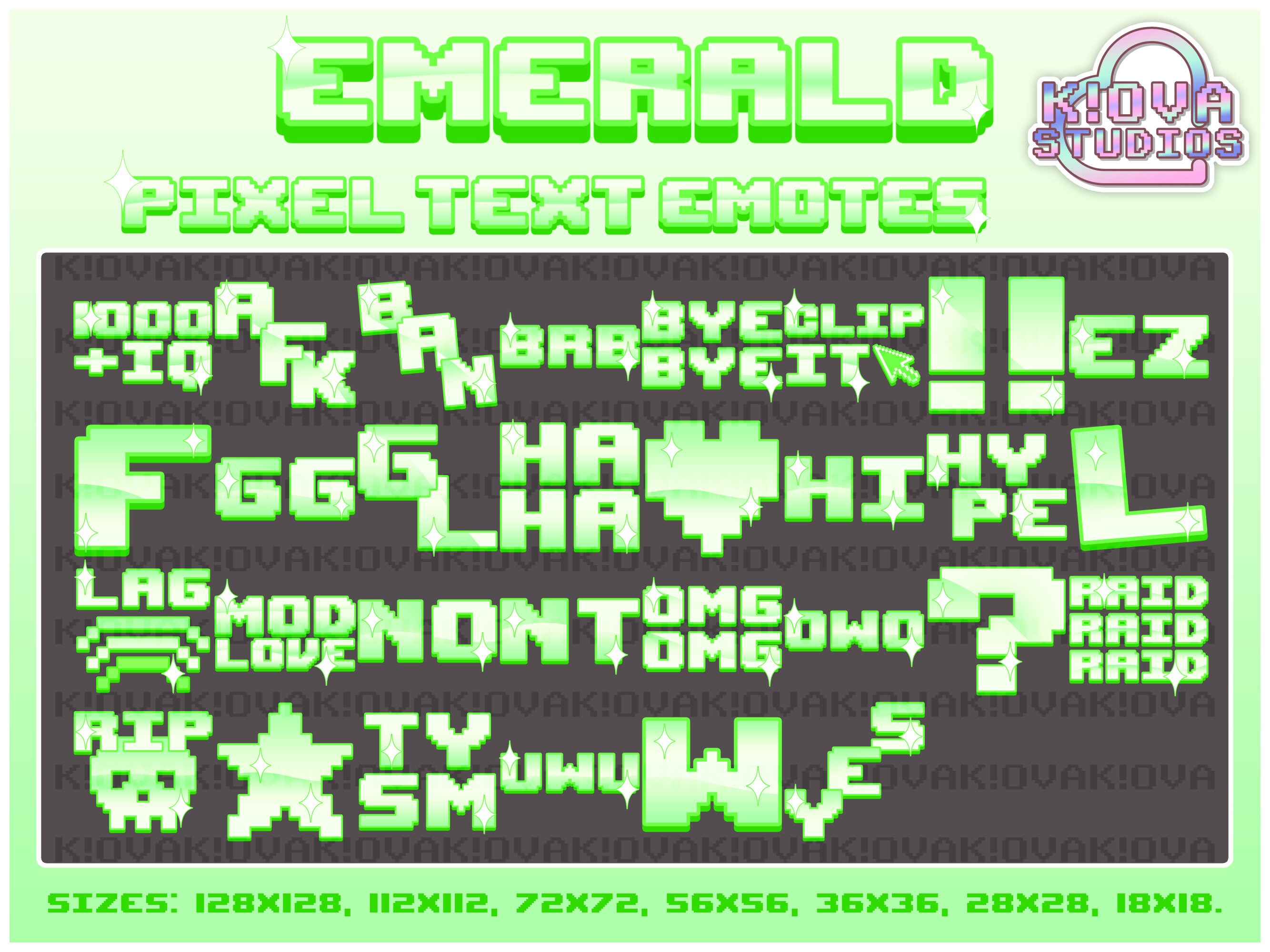 X30 Emerald Pixel Text Emotes | Perfect for Twitch, Youtube, Discord ...